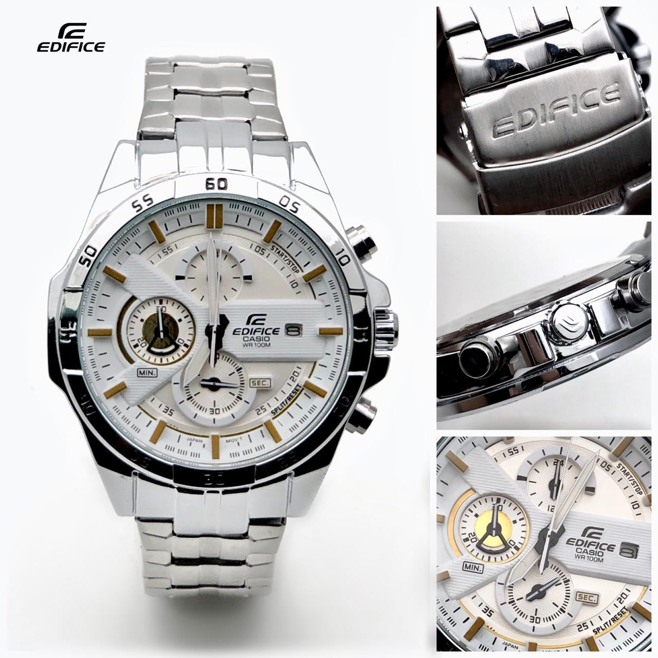 Casio Edifice Multi-Function Chronograph White Dial Stainless Steel Me – Houseofaww