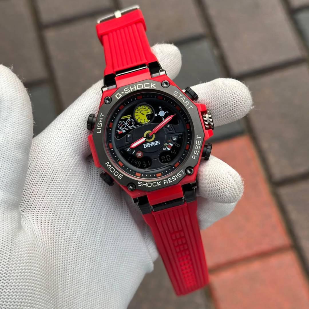 Casio G-Shock Ferrari Analog-Digital Black Dial x Red Strap Men's Watc ...